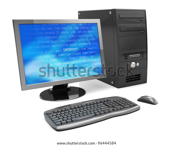 3d Illustration Desktop Computer Black Color Stock Illustration ...