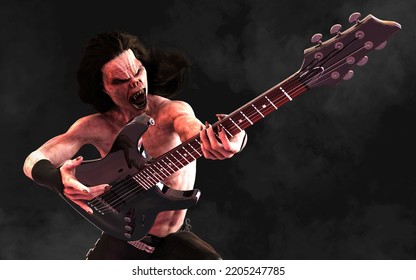 3d Illustration Devil Pose Plays Electric Stock Illustration 2205247785 ...