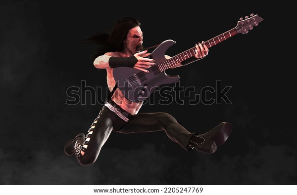 3d Illustration Devil Pose Plays Electric Stock Illustration 2205247769 ...