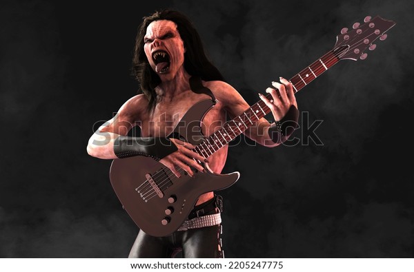 3d Illustration Devil Pose Plays Electric Stock Illustration 2205247775 ...