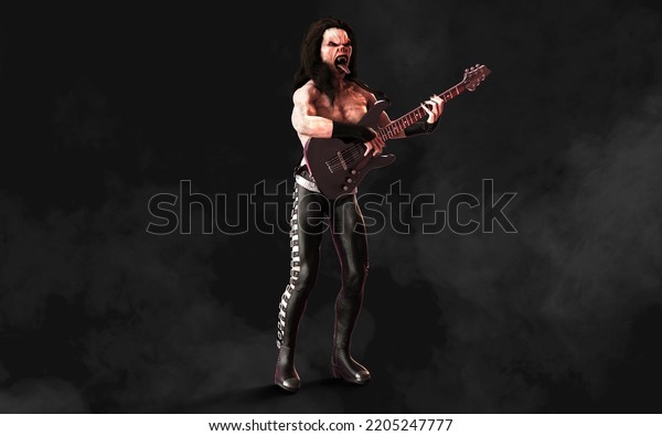 3d Illustration Devil Pose Plays Electric Stock Illustration 2205247777 ...