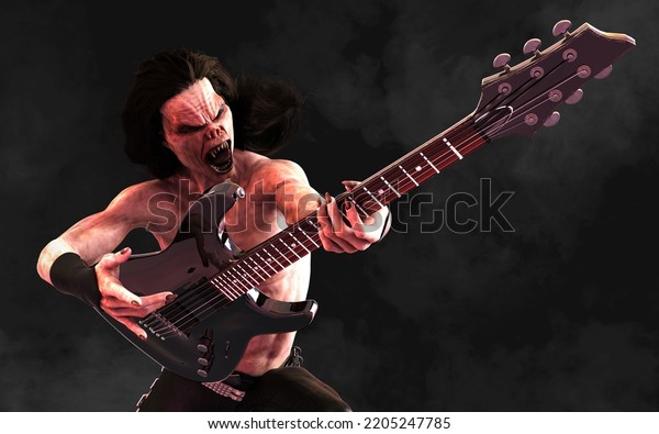 3d Illustration Devil Pose Plays Electric Stock Illustration 2205247785 ...