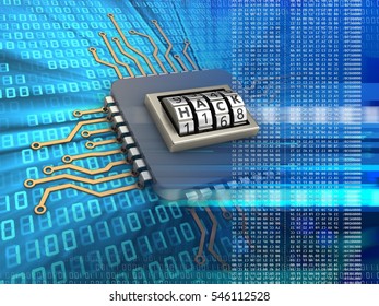 3d Illustration Electronic Microprocessor Over Digital 스톡 일러스트 ...