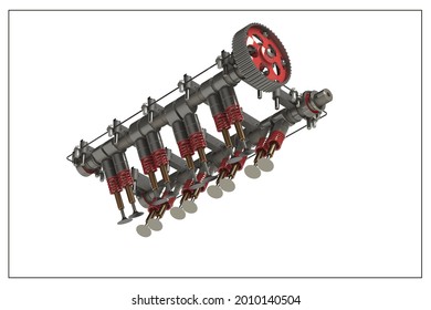 3d Illustration Engine Valve System Stock Illustration 2010140504 ...