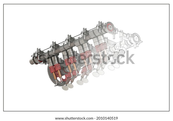 3d Illustration Engine Valve System Stock Illustration 2010140519 ...