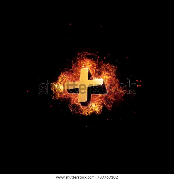 3d Illustration Fire Flame Plus Mark Stock Illustration 789769102 ...