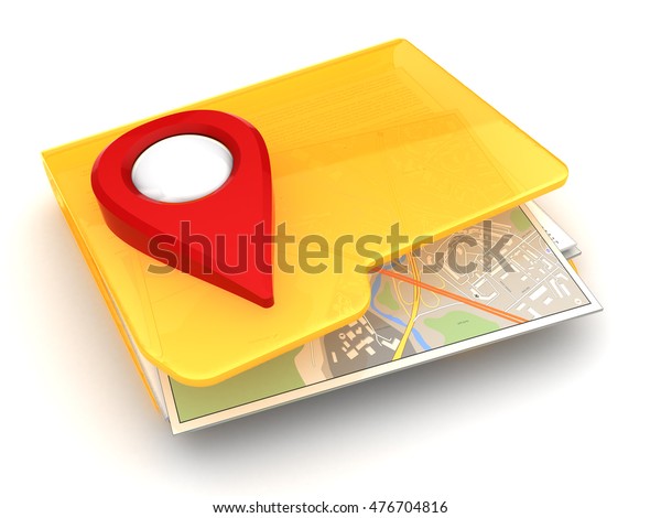 3d Illustration Folder Icon Maps Navigation Stock Illustration 476704816