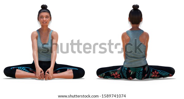 3d Illustration Front Back Poses Woman 스톡 일러스트 1589741074 | Shutterstock