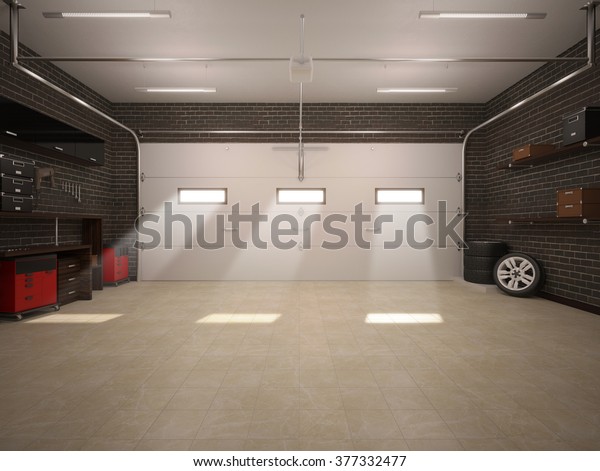 3d Illustration Garage Interior Stock Illustration 377332477