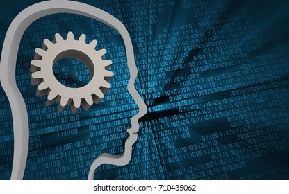 3d Illustration Gear Over Binary Background Stock Illustration ...