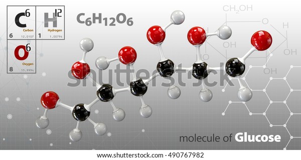 3d Illustration Glucose Molecule Stock Illustration 490767982