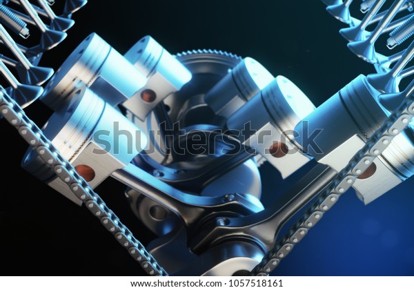 3d illustration of an internal combustion engine. Engine parts ...
