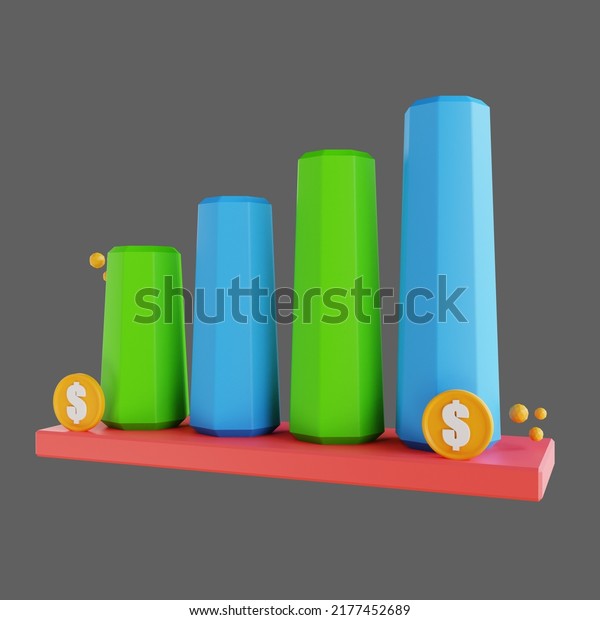 3d Illustration Low Poly Graph 3 Stock Illustration 2177452689 ...