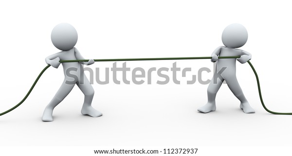 3d Illustration Man Pulling Rope 3d Stock Illustration 112372937