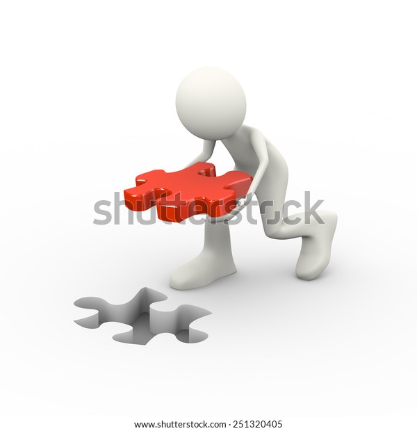 3d Illustration Man Putting Solution Red Stock Illustration 251320405