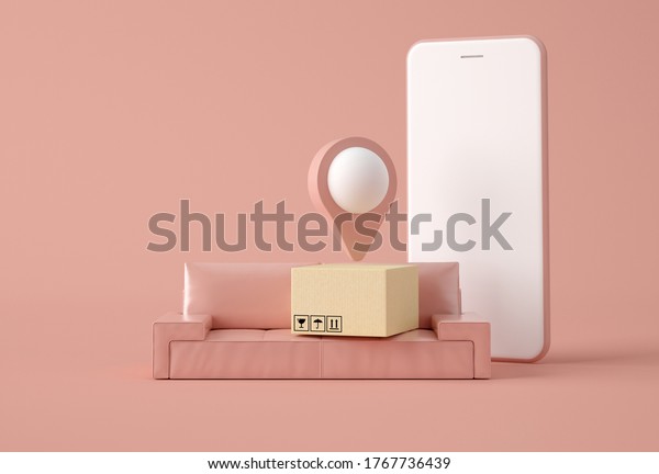 3d Illustration Map Pointer Cardboard Box Stock Illustration 1767736439