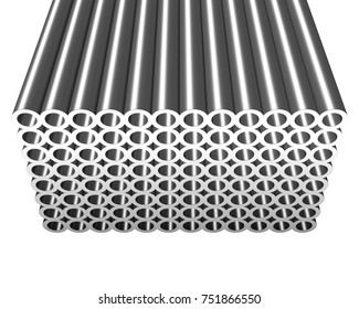3d Illustration Metal Tubes Stack Stock Illustration 751866550 ...