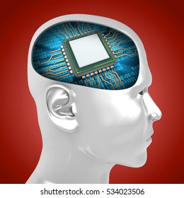 3d Illustration Microchip Inside Man Head Stock Illustration 534023506 ...