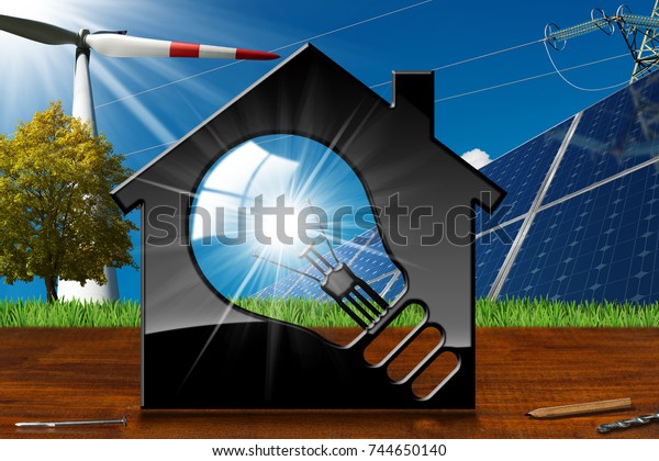 3d Illustration Model House Light Bulb Stock Illustration 744650140 ...