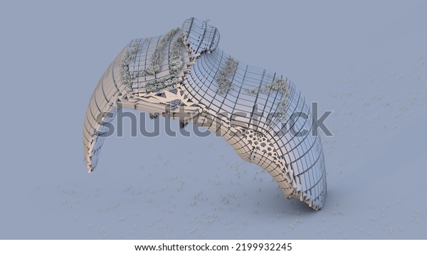 3d Illustration Modeled Architectural Structure Flying Stock ...