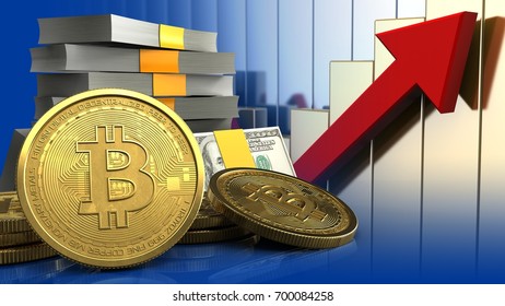 3d Illustration Money Stack Over Rising Stock Illustration 700084258 ...
