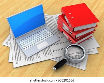 3d Illustration Diagram Papers Computer Over Stock Illustration ...
