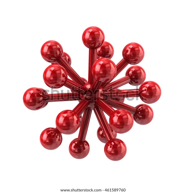 3d Illustration Red Molecular Structure Isolated Stock Illustration ...