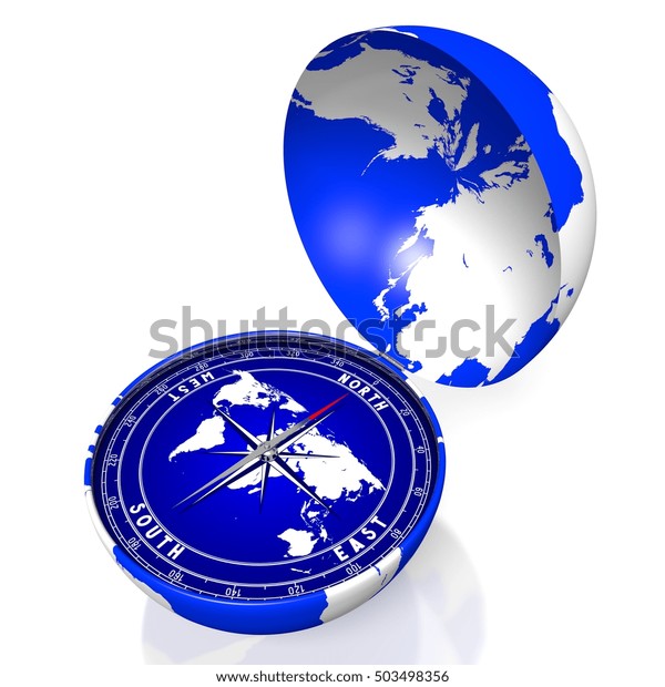 3d Illustration 3d Rendering Earth Compass Stock Illustration 503498356 ...
