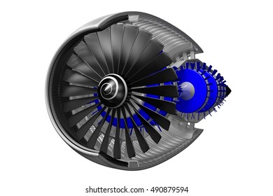 Turbofan Jet Engines Cross Section Wireframe Stock Illustration 697545259
