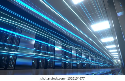 3d Illustration 3d Rendering Server Room Stock Illustration 1526154677 ...