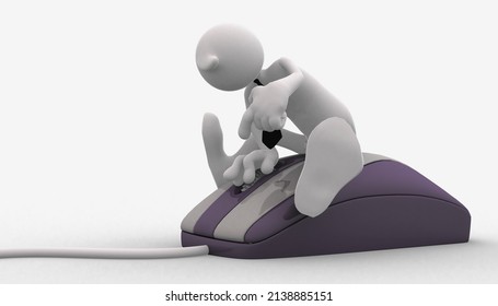 3d Illustration Rendering Stickman Sitting On Stock Illustration ...
