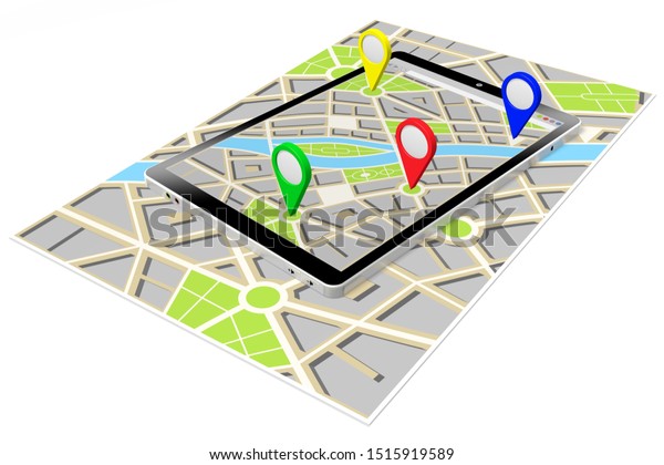3d Illustration 3d Rendering Tablet Map Stock Illustration 1515919589 ...