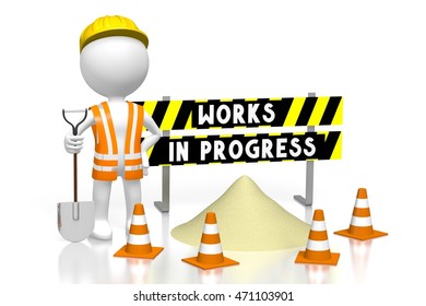 3d Illustration 3d Rendering Works Progress Stock Illustration ...