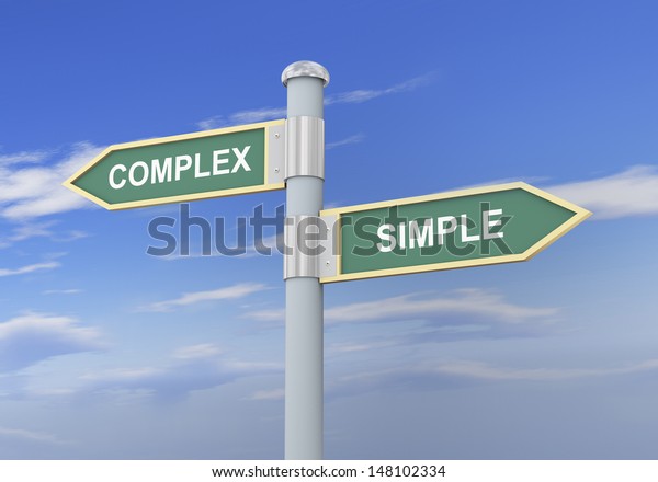 3d Illustration Roadsign Words Complex Simple Stock Illustration ...