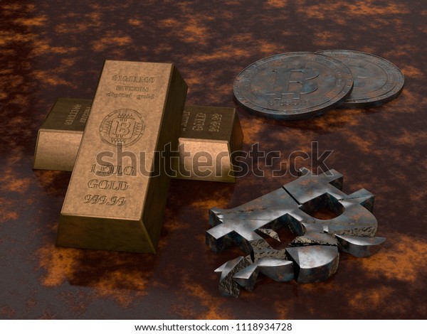 3d Illustration Rusty Gold Bars Symbol Stock Illustration 1118934728 ...