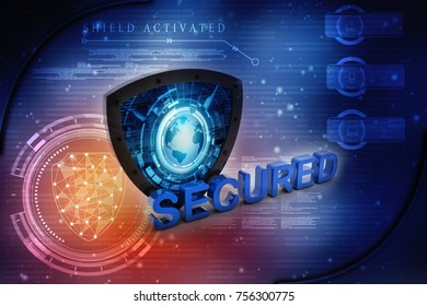 3d Illustration Security Concept Shield On Stock Illustration 756300775 ...