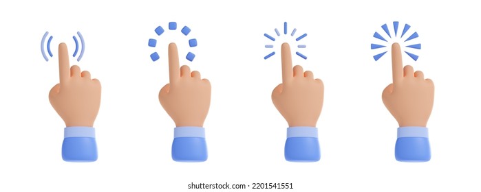 3d Illustration Set Hand Pointer Cursors Stock Illustration 2201541551 ...