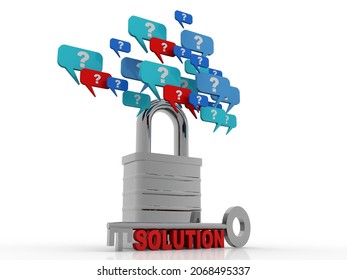 3d Illustration Solution Key Question Mark Stock Illustration ...