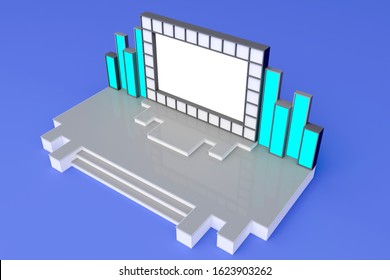 3d Illustration Stage Backdrop Performance Backlight Stock Illustration ...
