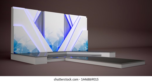 3d Illustration Stage Backdrop Performance Backlight Stock Illustration ...