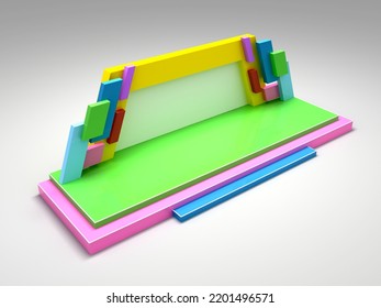 3d Illustration Stage Backdrop Rectangle Box Stock Illustration ...