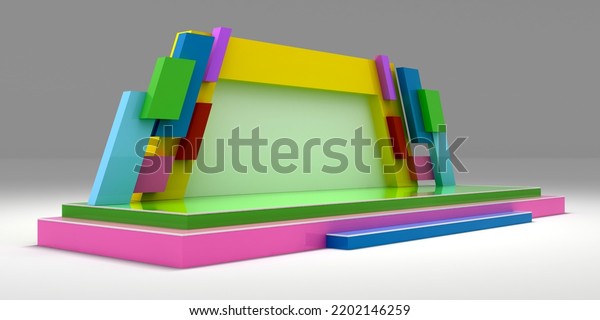 3d Illustration Stage Backdrop Rectangle Box Stock Illustration ...