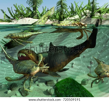 3 D Illustration Typical Scene Devonian Period Stock Illustration ...
