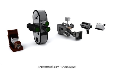 3d Illustration Video Camera Evolution Stock Illustration 1421553824 ...