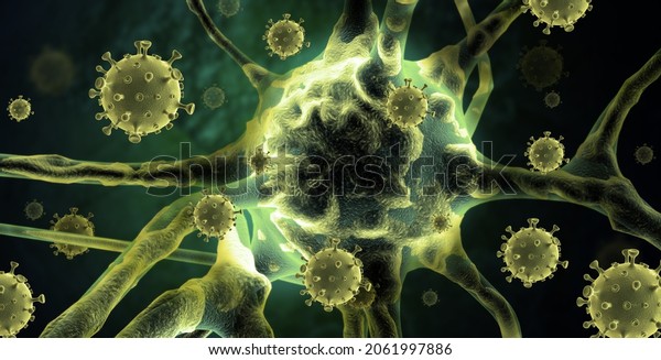 3d Illustration Viruses Attacking Nerve Cells Stock Illustration ...