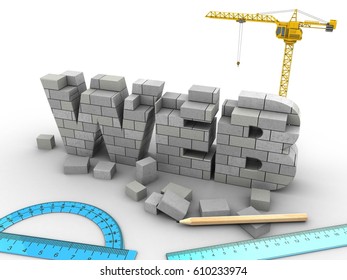 3d Illustration Web Development Over White Stock Illustration 610233974 ...