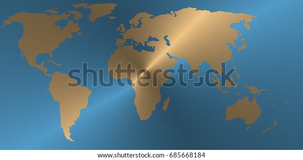 3d Illustration World Map Circular Metal Stock Illustration 685668184 ...