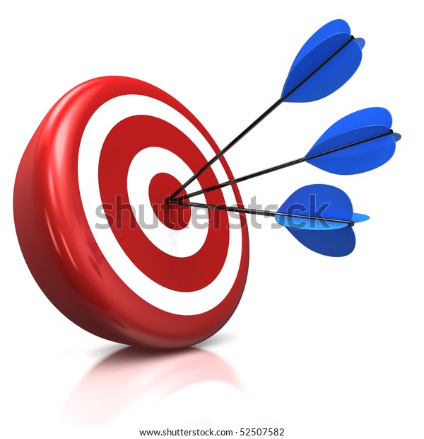 3d Illustrationrender Target Three Arrows Center Stock Illustration ...