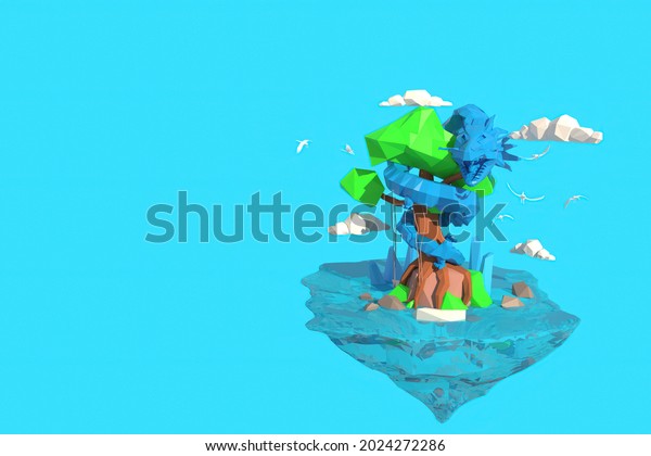 3d Illustrator Dragon Wrapped Around Tree Stock Illustration 2024272286 ...
