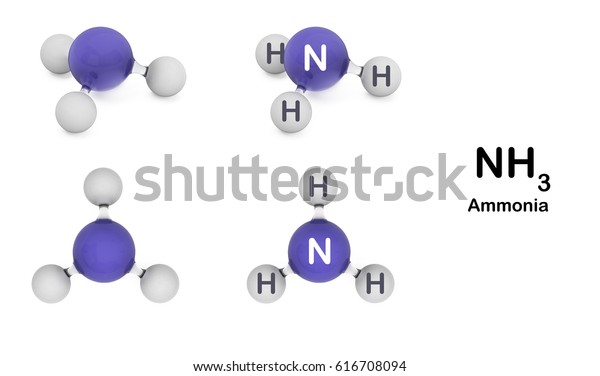 3d Illustrator Molecule Ammonia Nh3 Isolated Stock Illustration ...